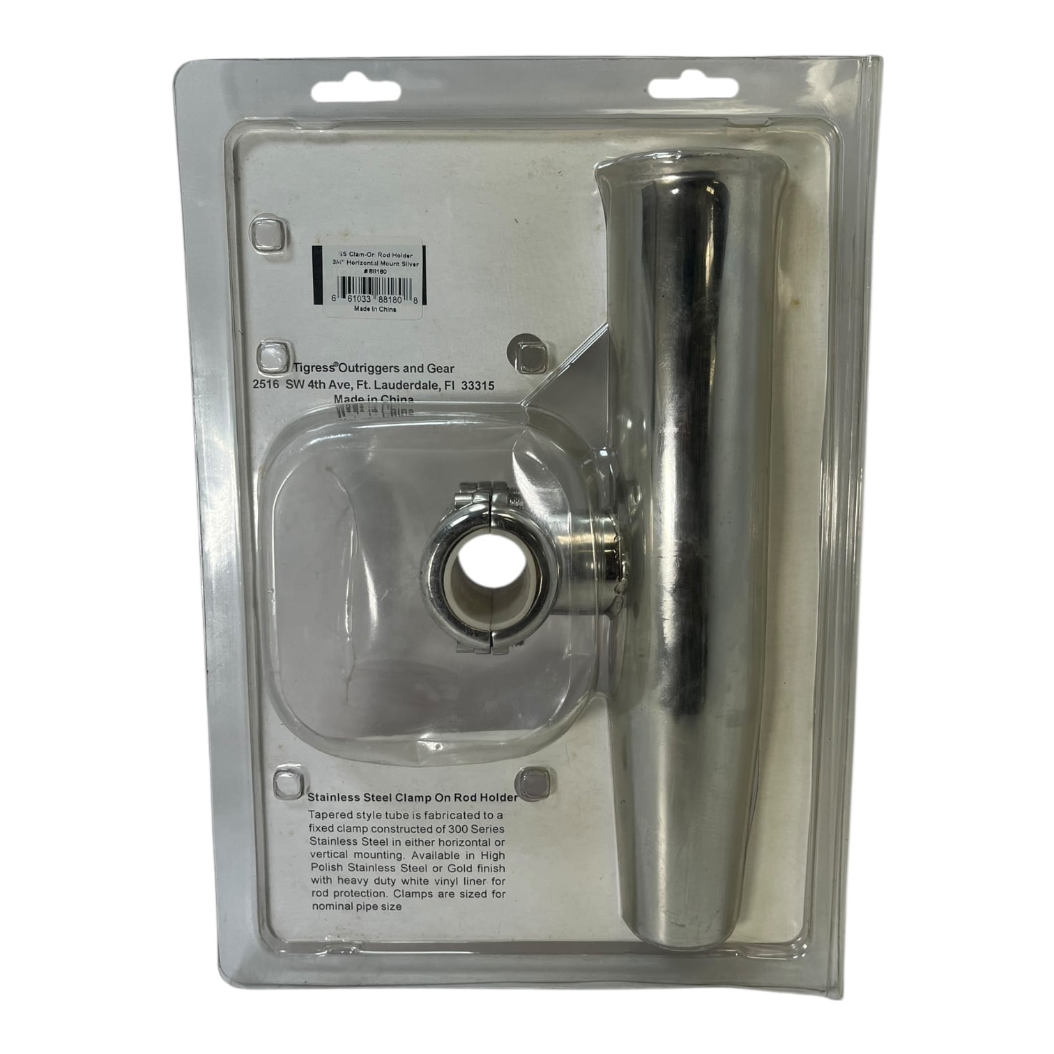 Tigress Silver Clamp On SS Rod Holder 3/4" FOR 1.050" ID Alum. Pipe ...